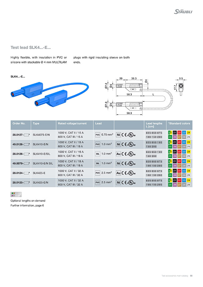 Staubli SLK425-E ø4 mm Safety Stackable MULTILAM Plug, Test Lead ...