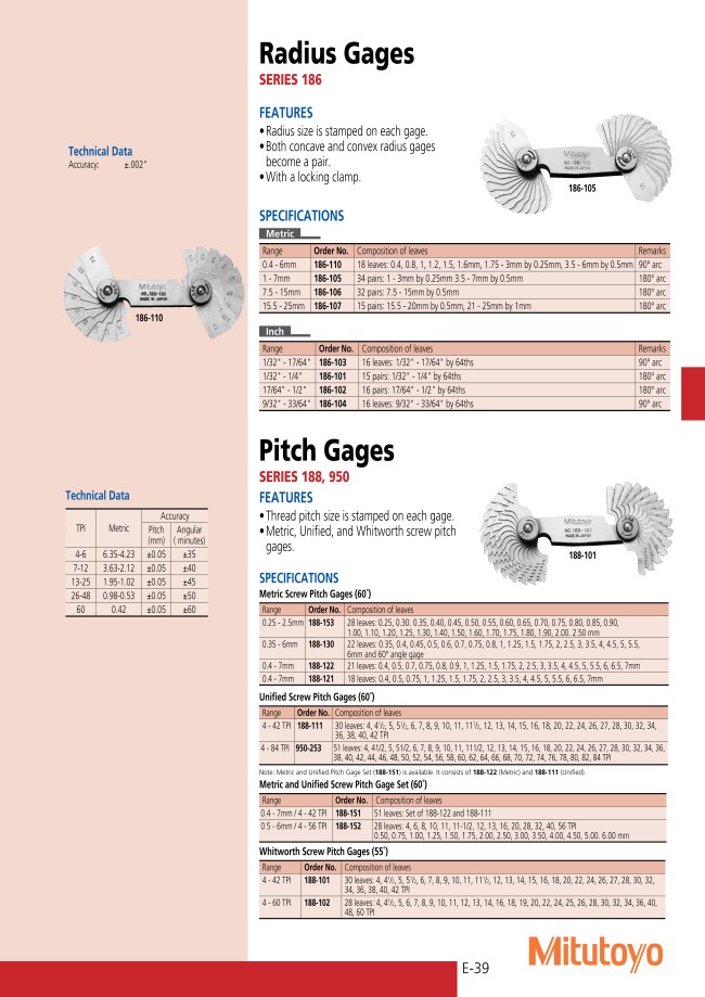 Radius Gages SERIES 186 | MITUTOYO | MISUMI India