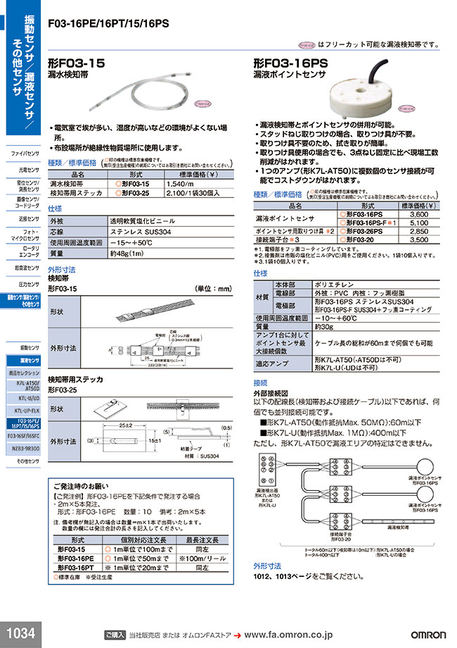 Leakage Detection Band/Point Sensor - F03-16PE/16PT/15/16PS | OMRON ...