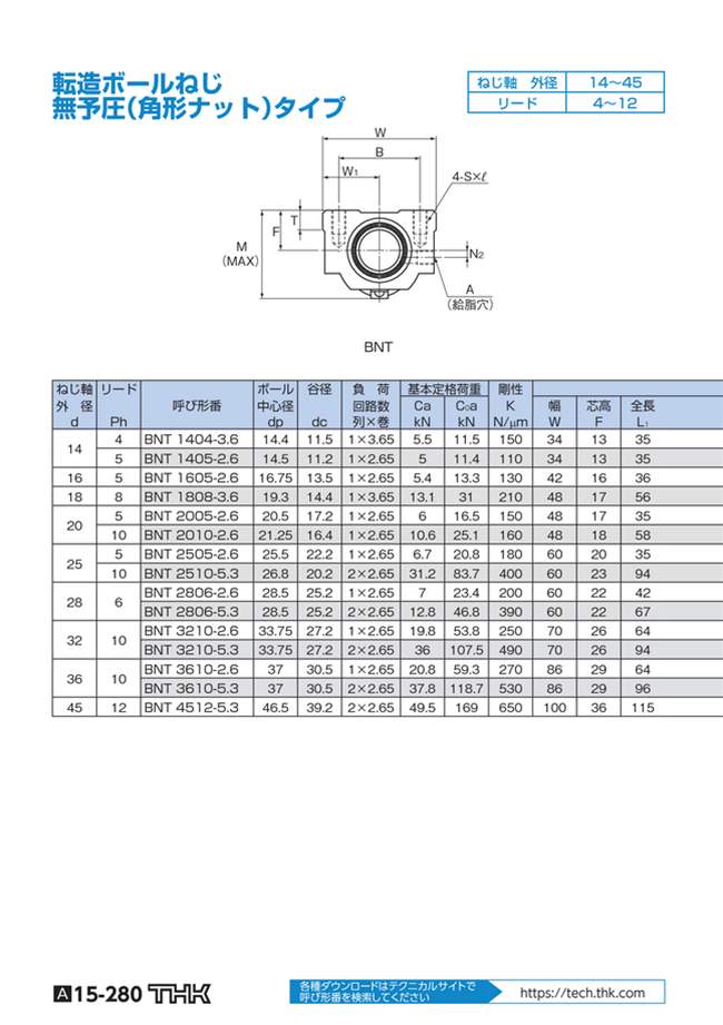 BNT3210-2.6NUT | Rolled Ball Screw, Non-Preloading Square Nut Type BNT | THK | MISUMI India